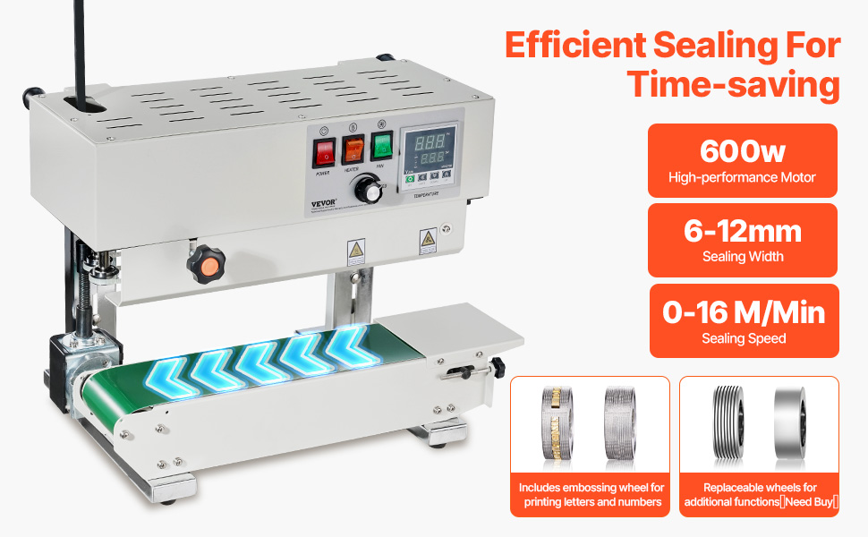 VEVOR Continuous Bag Band Sealing Machine Vertical Band Sealer Carbon ...