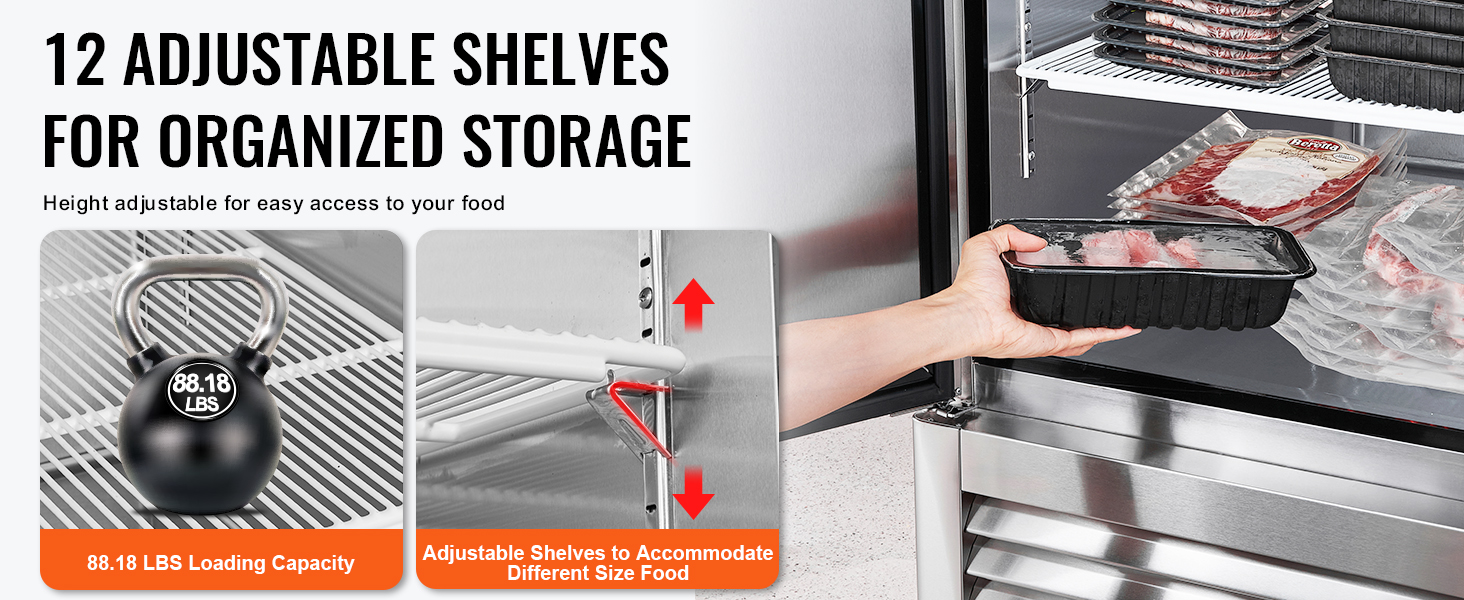 VEVOR Commercial Freezer 60.42 Cu.ft, Reach In 82.5" W Upright Freezer ...