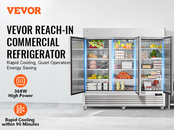 VEVOR Commercial Refrigerator 60.42 Cu.ft, Reach In 82.5" W Upright ...