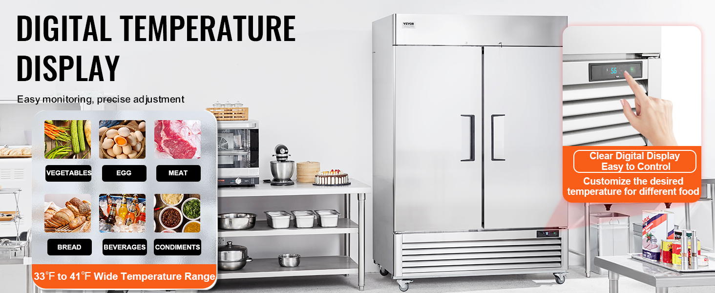 VEVOR Commercial Refrigerator 44.21 Cu.ft, Reach In 54.4" W Upright ...