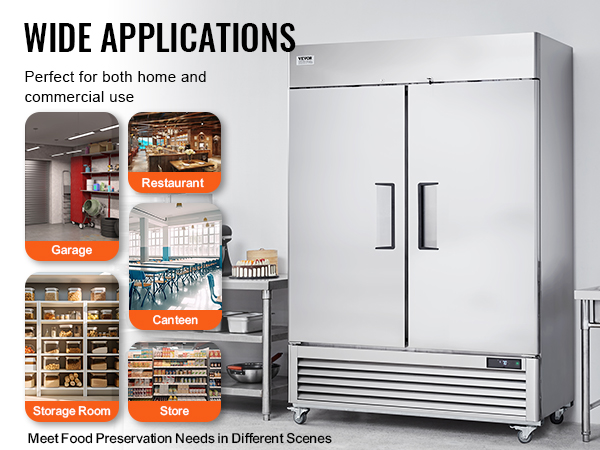 VEVOR Commercial Refrigerator 44.21 Cu.ft, Reach In 54.4" W Upright ...