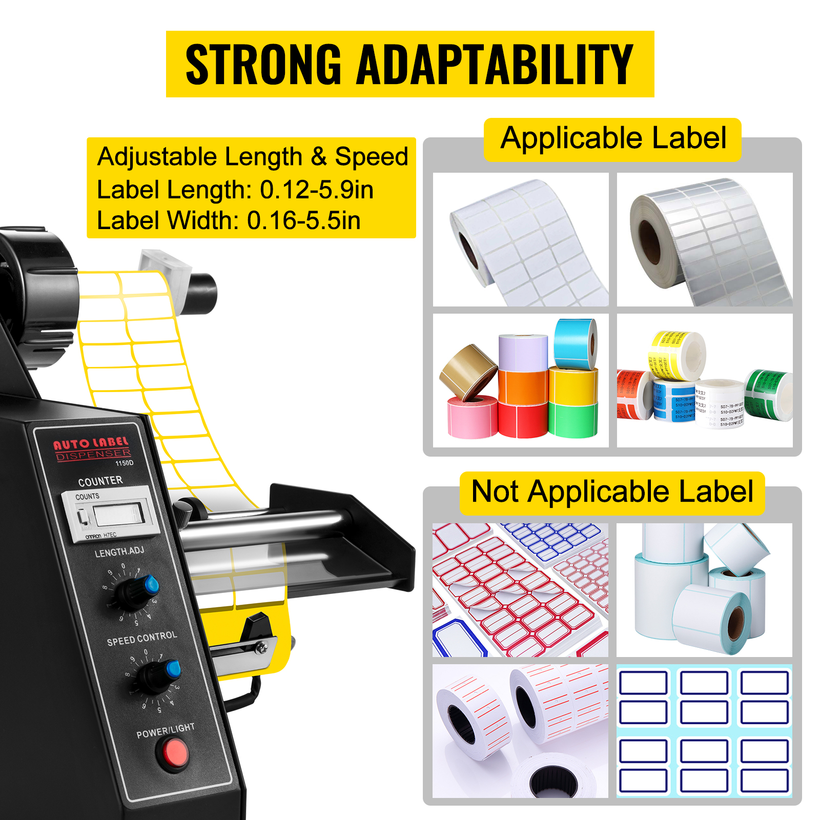 VEVOR Automatic Label Dispenser 110V, 12W AL-1150D Automatic Manual ...