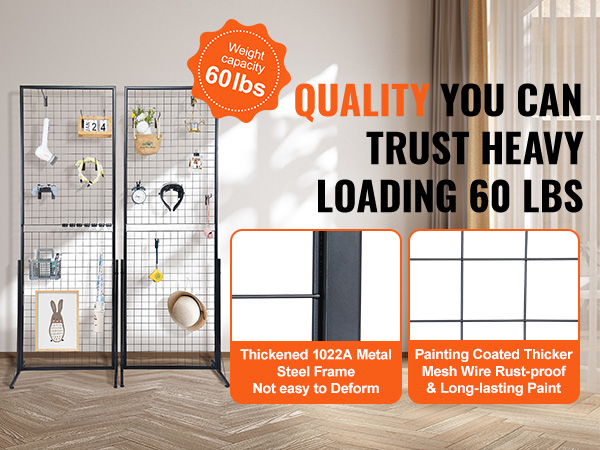 VEVOR 2' x 5.6' Grid Wall Panels Tower, 2 Packs Wire Gridwall Display ...
