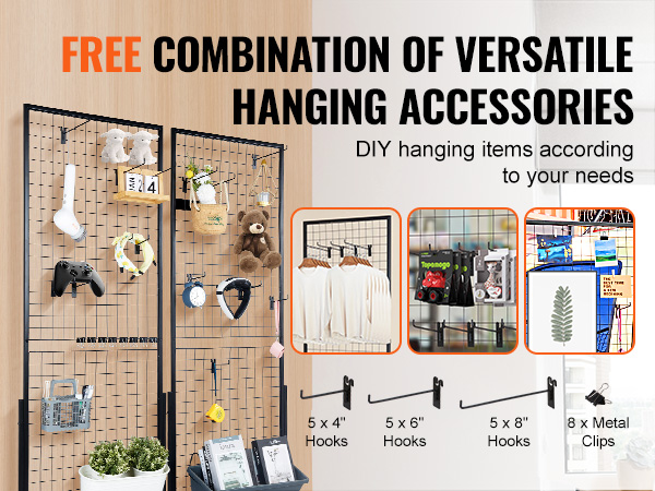 VEVOR 2' x 5.6' Grid Wall Panels Tower, 2 Packs Wire Gridwall Display ...