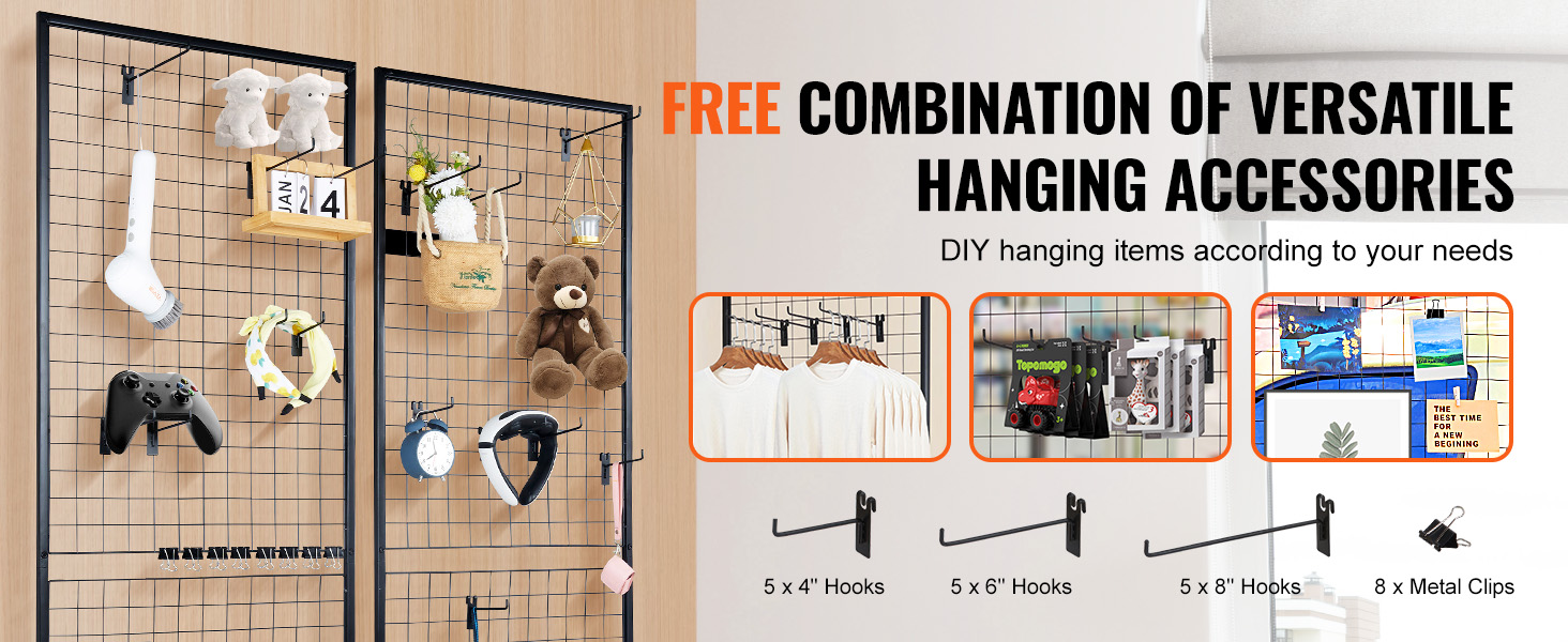 VEVOR 2' x 5.6' Grid Wall Panels Tower, 2 Packs Wire Gridwall Display ...