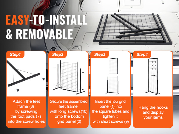 VEVOR 2' x 5.6' Grid Wall Panels Tower, 2 Packs Wire Gridwall Display ...
