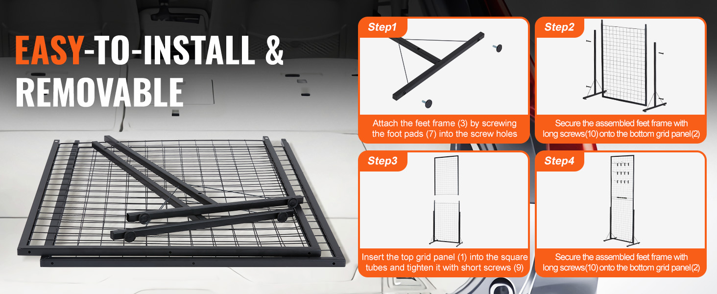 VEVOR 2' x 5.6' Grid Wall Panels Tower, 2 Packs Wire Gridwall Display ...