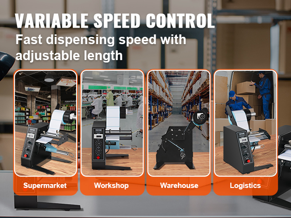 VEVOR Automatic Label Dispenser, Width 0.6"-4.9"/15-125 mm, Length 0.1 ...