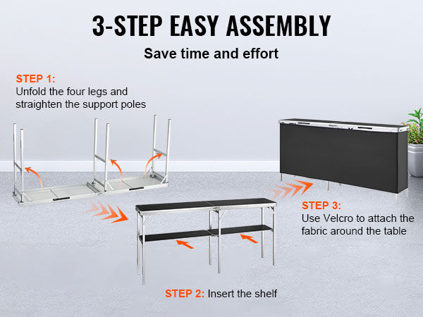 VEVOR Extra Long Folding Portable Bar Table - Tradeshow Podium Table ...