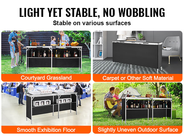 VEVOR Extra Long Folding Portable Bar Table - Tradeshow Podium Table ...