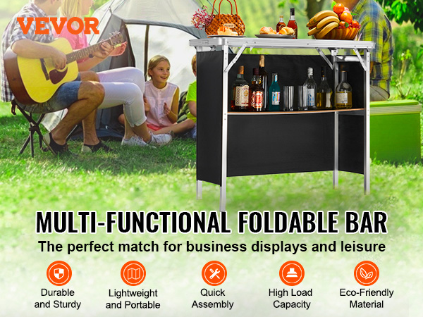 VEVOR Folding Portable Bar Table, Tradeshow Podium Table for Indoor ...