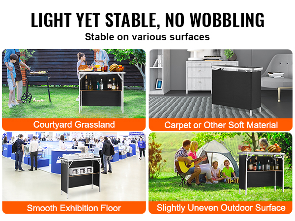 VEVOR Folding Portable Bar Table, Tradeshow Podium Table for Indoor ...
