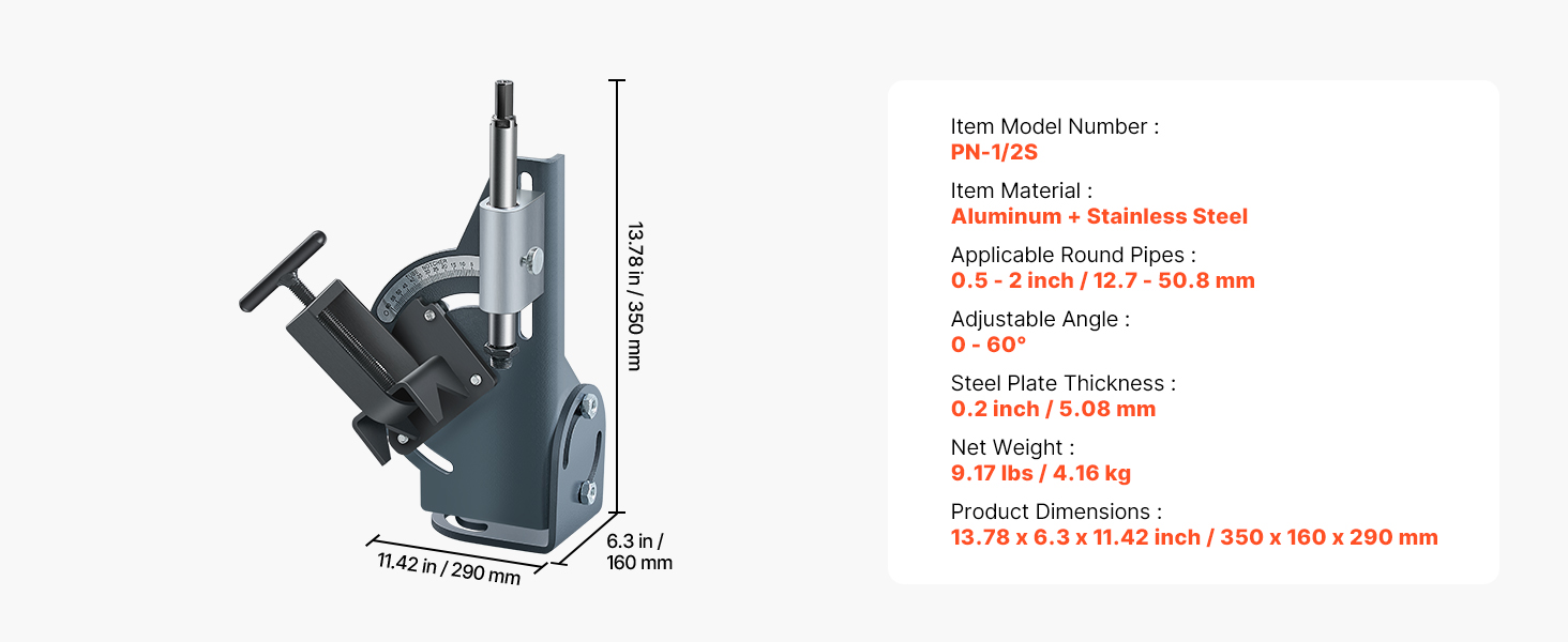 Pipe Notcher 1/2 to 2-inch Tubing Notcher with 0 to 60° Adjustable ...