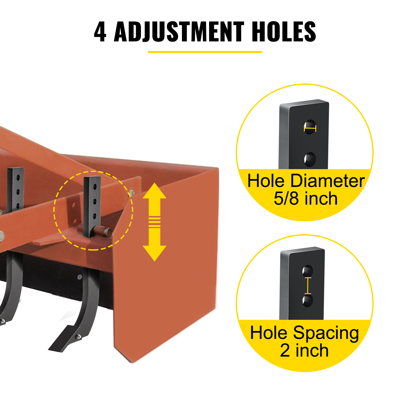 VEVOR Box Blade Shank, 18'' Scarifier Shank, 4 Holes Box Scraper Shank ...