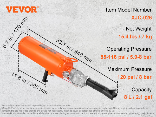 VEVOR Tire Bead Setter, 8L Capacity, 120 PSI Air Bead Blaster, Handheld ...