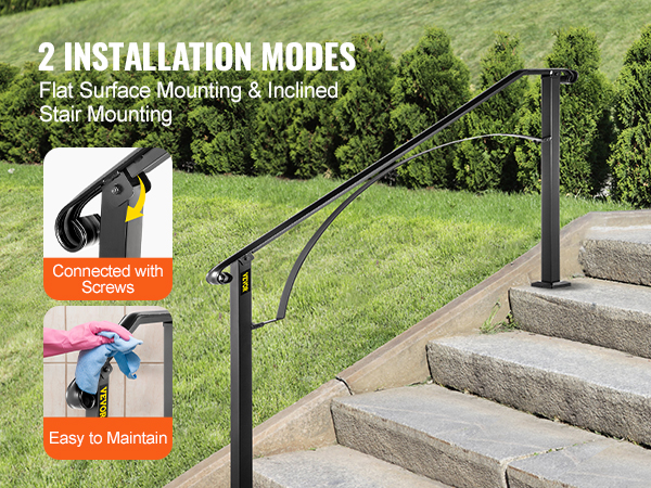 VEVOR Handrails for Outdoor Steps, Fit 4 or 5 Steps Outdoor Stair ...