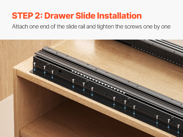 VEVOR Undermount Drawer Slides 600 mm Under Stair Cabinet Rails 117 KG ...