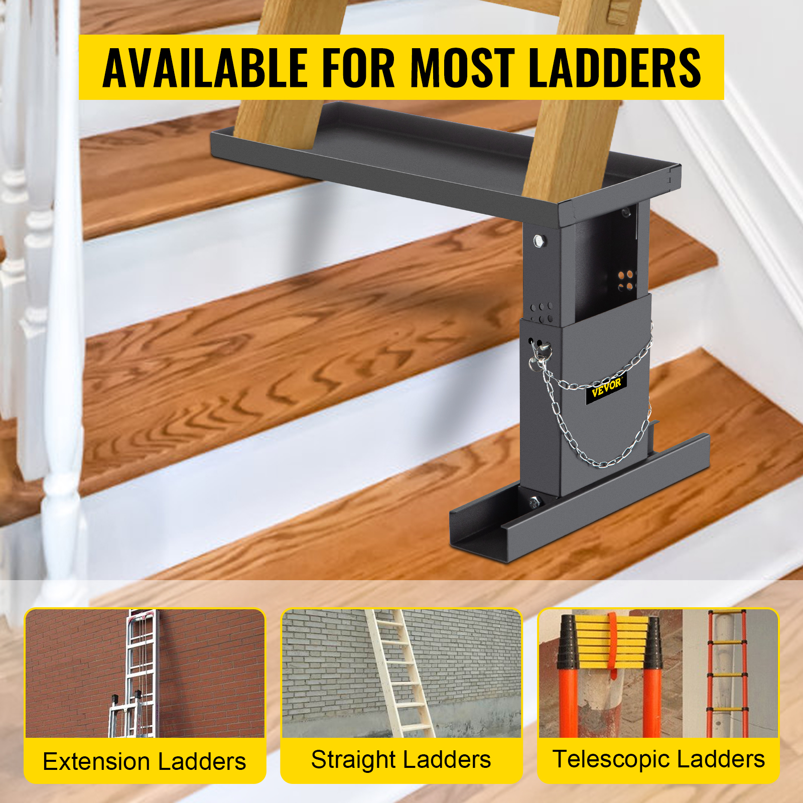 VEVOR 23.4x7.6-Inch Ladder Extender, Extension Ladder 12.25-19.7-Inch ...