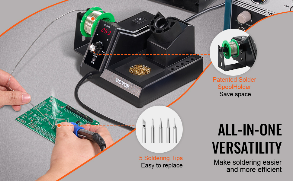 Soldering Iron Station 80W Digital Display Soldering Station Kit & 5 ...
