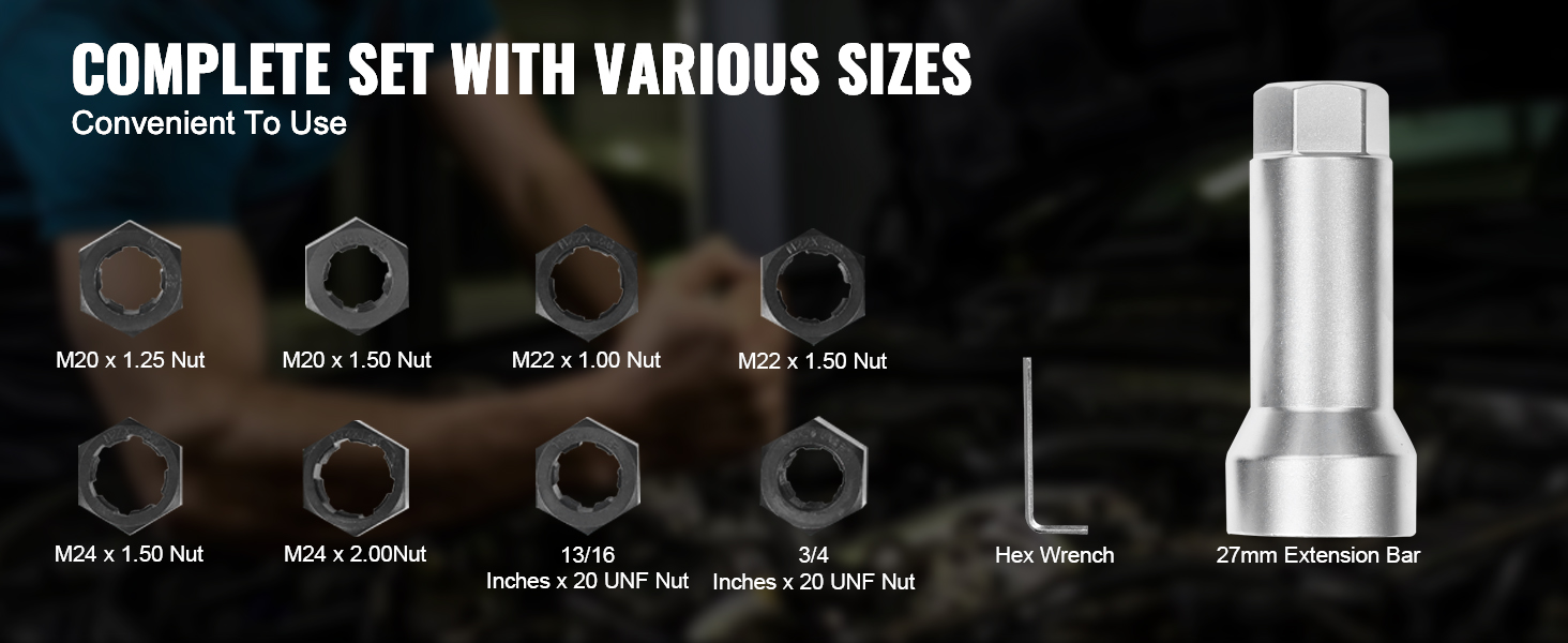 VEVOR 10PCS Axle Spindle Thread Chaser Set Metric M20 M22 M24 UNF 13/16 ...