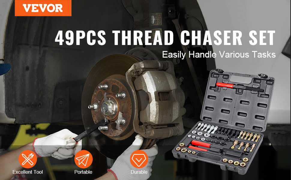 VEVOR 49PCS Thread Chaser Set UNC UNF Metric Thread Restorer Tool ...