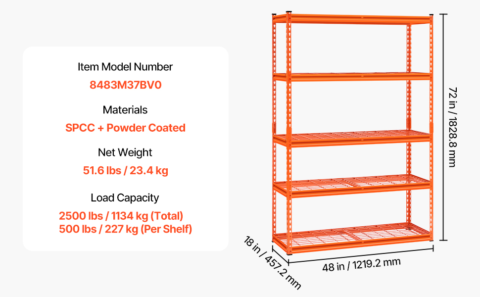 VEVOR Storage Shelves 5 Tier Adjustable Heavy Duty Garage Shelving Unit ...