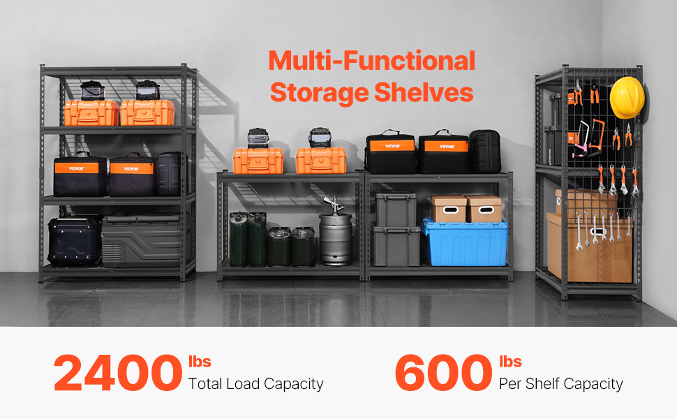 VEVOR Storage Shelves 4 Tier Adjustable Heavy Duty Garage Shelving Unit ...