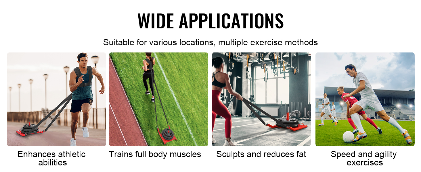 Weights Plates VEVOR Weight Training Sled, Pull Push Power Sled ...