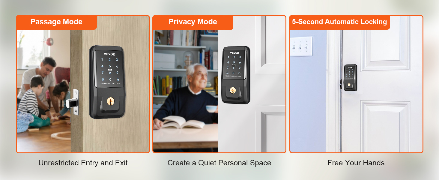 VEVOR Smart Lock, Keyless Entry Door Lock with Bluetooth App Control ...