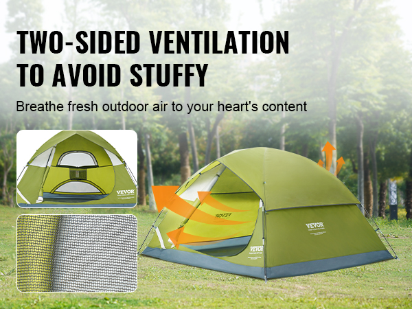 VEVOR 3 Person Camping Tent, Waterproof Lightweight Backpacking Tent ...