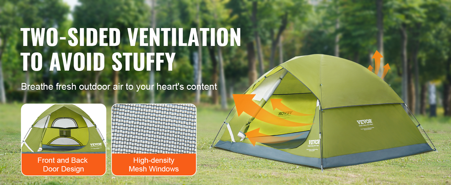 VEVOR 3 Person Camping Tent, Waterproof Lightweight Backpacking Tent ...