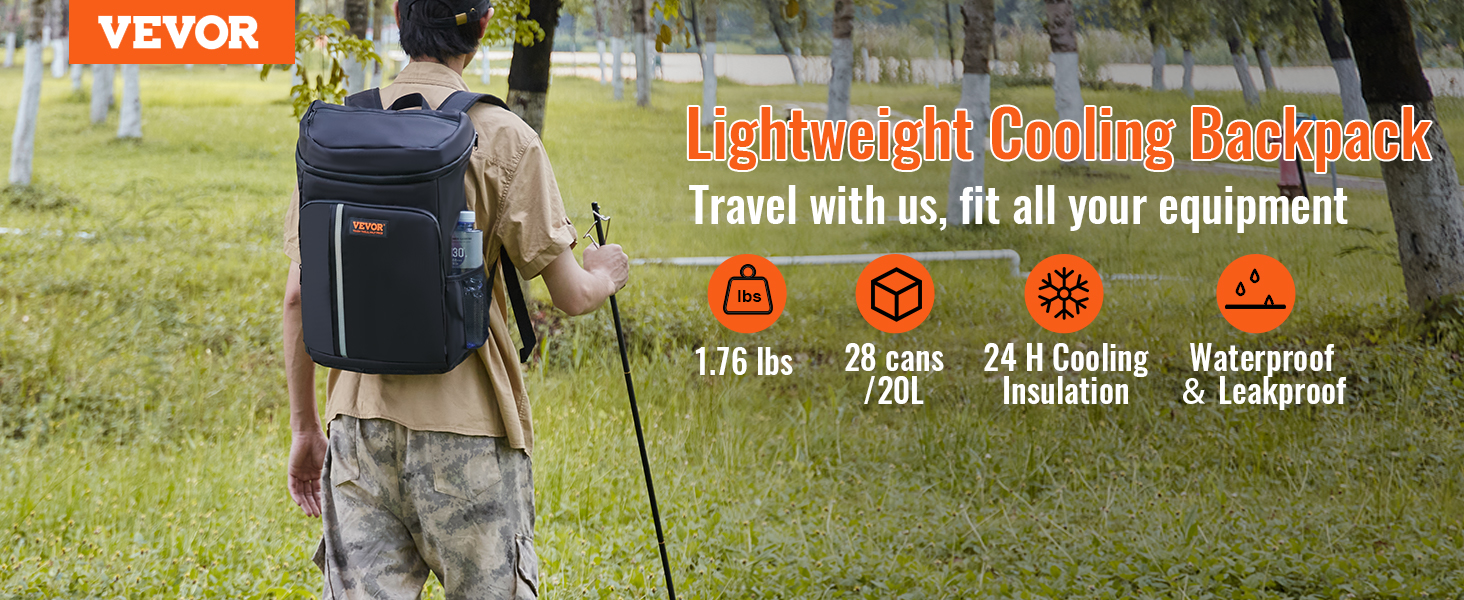 VEVOR Cooler Backpack, 28 Cans Backpack Cooler Leakproof, Waterproof ...