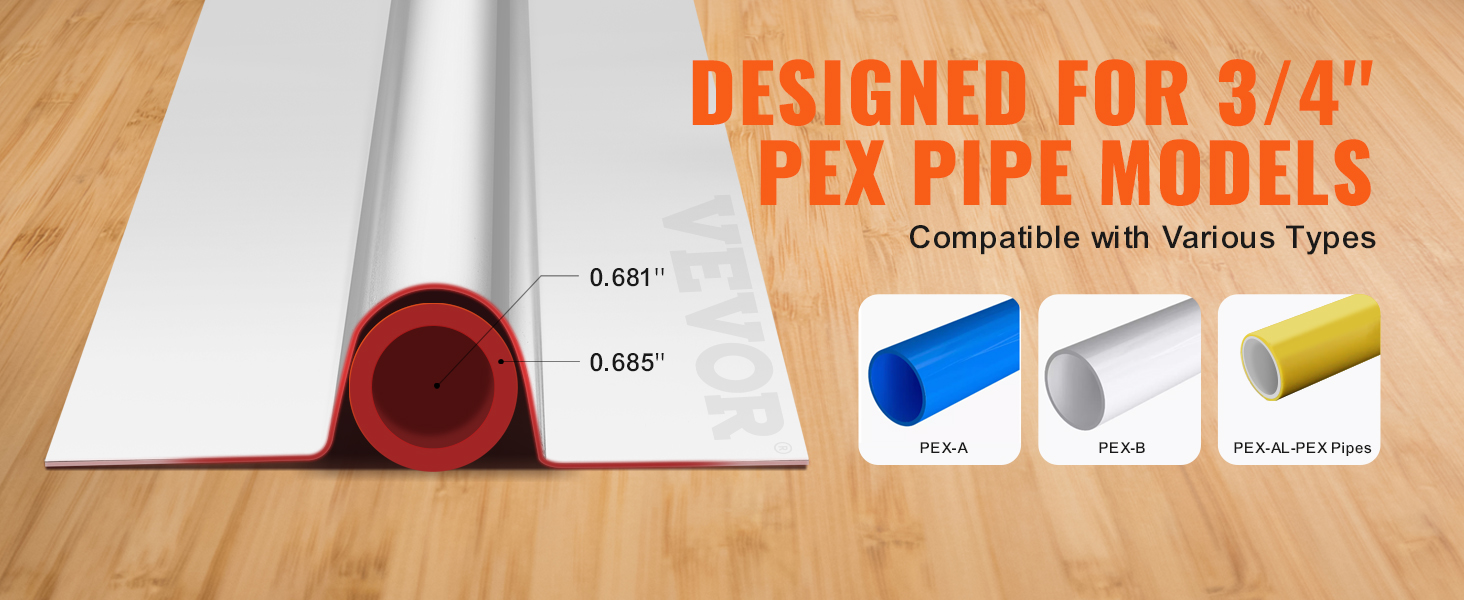 VEVOR PEX Heat Transfer Plates 2 ft, Radiant Heat Plates for 3/4" PEX ...