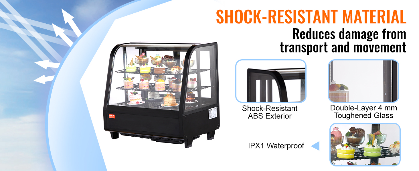 VEVOR Refrigerated Display Case, 3.5 Cu.Ft./100L, 2-Tier, Countertop ...