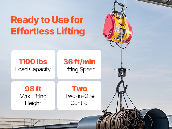 VEVOR 2-in-1 Portable Electric Hoist Winch 1100LBS Wired/Wireless ...