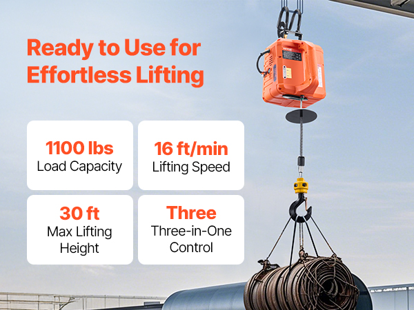 VEVOR 3-in-1 Portable Electric Hoist Winch 1100LBS Wired/Wireless ...