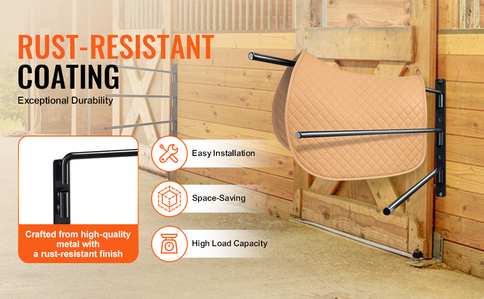 VEVOR Wall Mounted Saddle Rack Three Tiers Swing Out Saddle Pad Holder ...