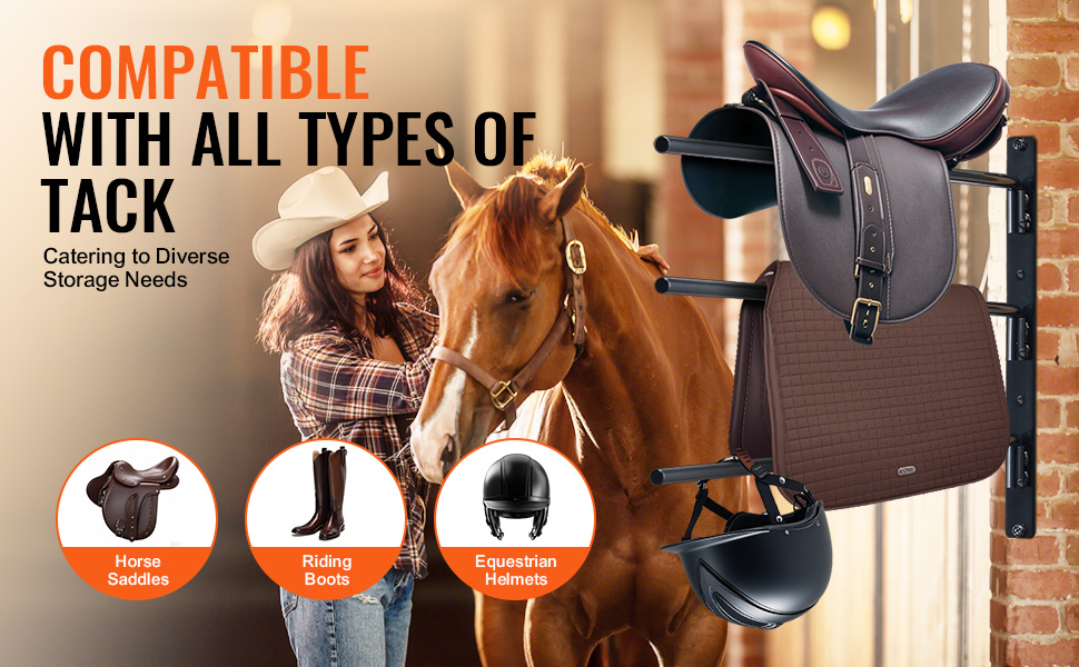 VEVOR Wall Mounted Saddle Rack Three Tiers Swing Out Saddle Pad Holder ...