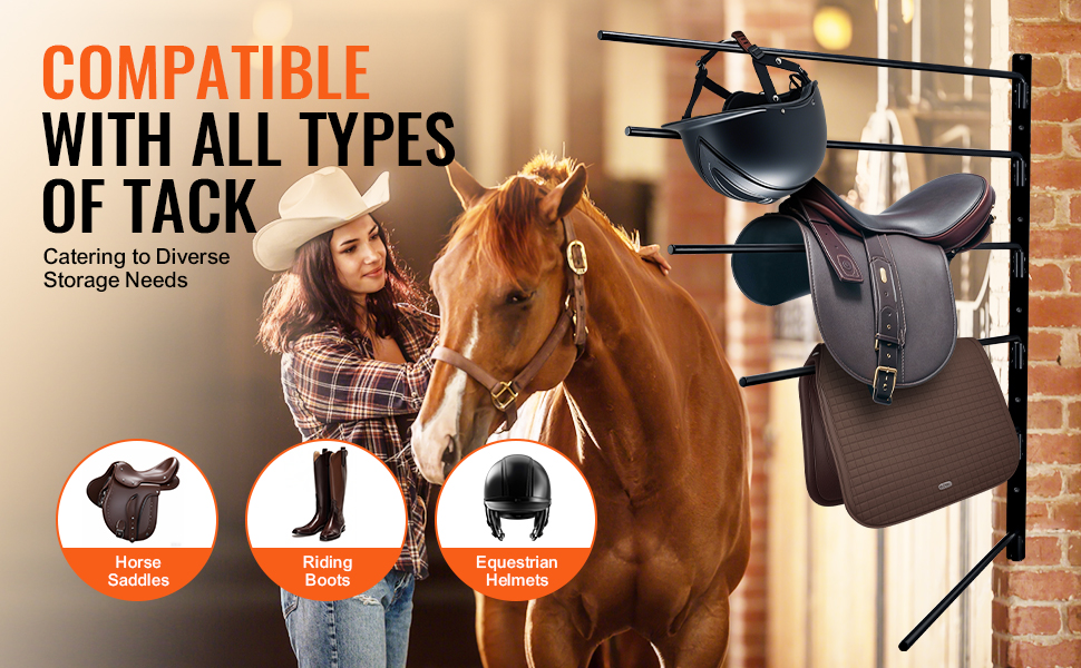 VEVOR Wall Mounted Saddle Rack Six Tiers English & Western Horse Saddle ...