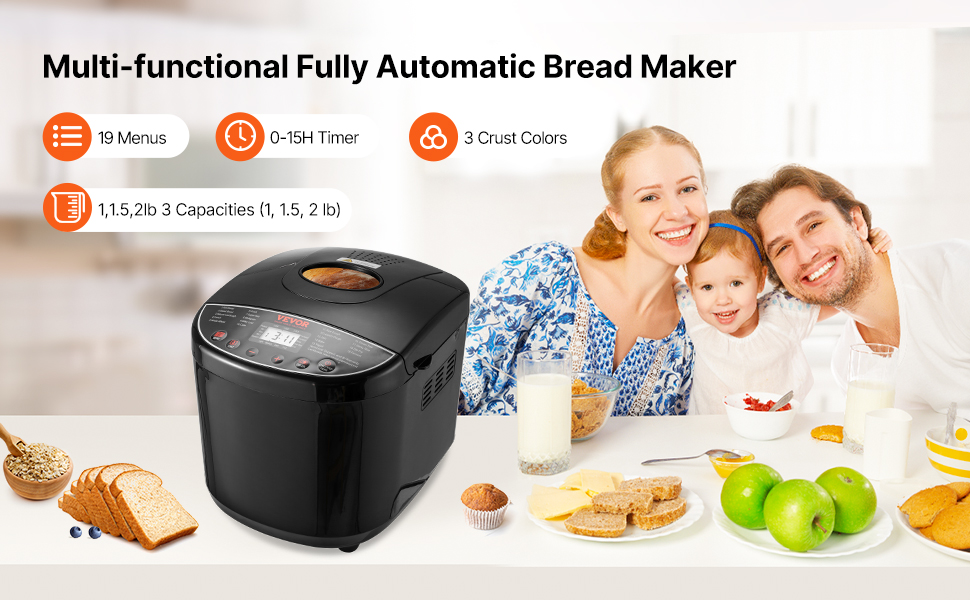 2LB 19-in-1 Bread Maker Automatic Compact Dough Machine Nonstick 3 ...