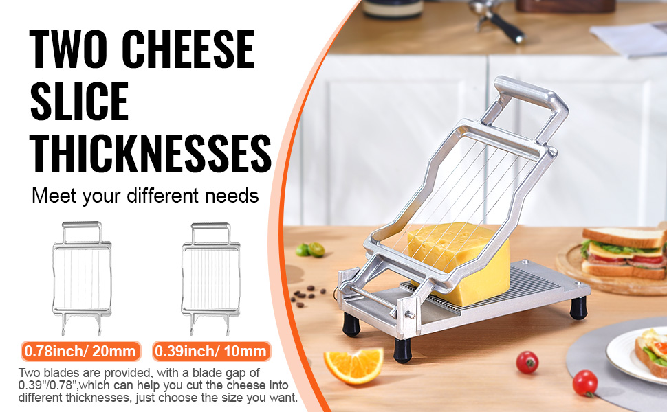 VEVOR Cheese Cutter with Wire Cheeser Butter Cutting 0.39" & 0.78 ...