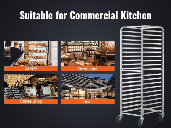 VEVOR Bun Pan Rack, 20-Tier Commercial Bakery Racks with Brake Wheels ...