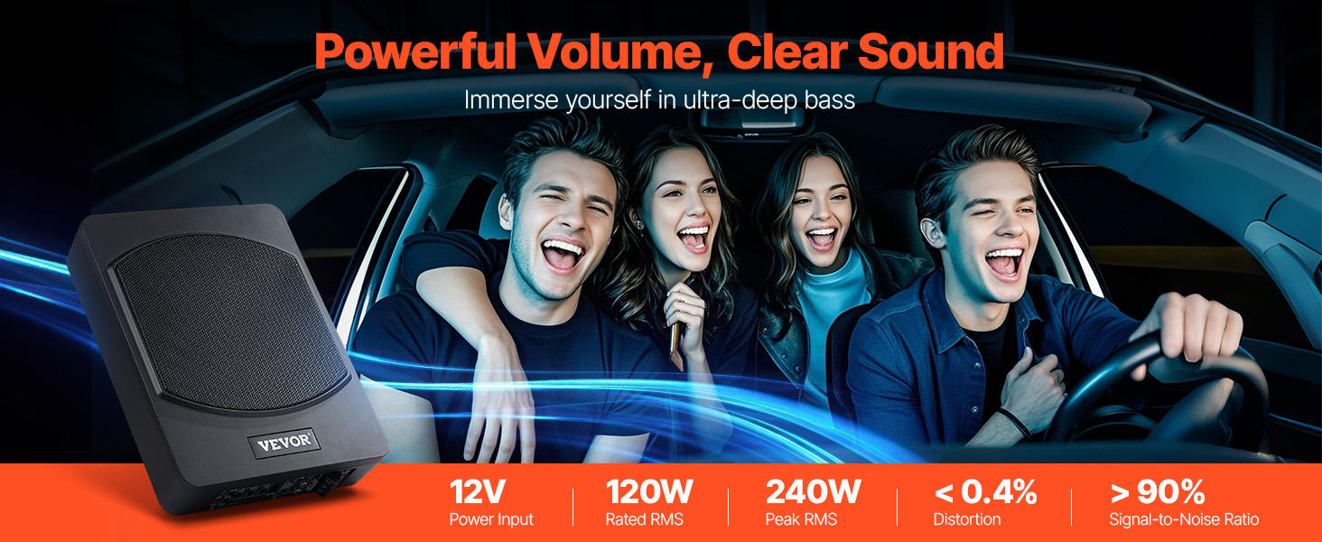 10" 240W Under Seat Car Subwoofer Slim Powered Car/Truck Subwoofer ...