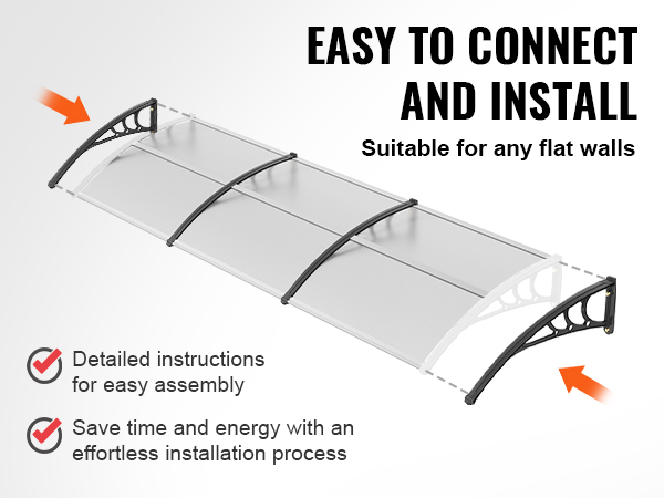 VEVOR Window Door Awning Canopy, 120" x 40" Door Canopy Exterior, UF50 ...