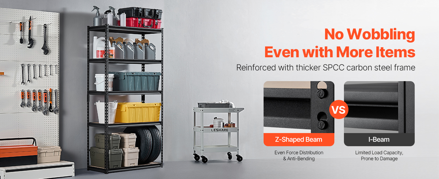 VEVOR Storage Shelves 16" D x 36" W x 71.4" H 5-tier Garage Storage ...