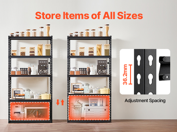 VEVOR Storage Shelves 406 x 914 x 1813 mm 5-tier Garage Storage ...