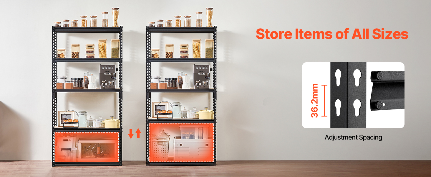 VEVOR Storage Shelves 406 x 914 x 1813 mm 5-tier Garage Storage ...