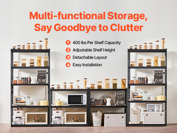 VEVOR Storage Shelves 16" D x 36" W x 71.4" H 5-tier Garage Storage ...