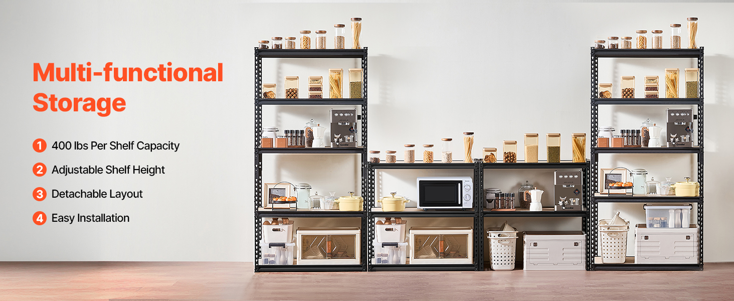 VEVOR Storage Shelves 16" D x 36" W x 71.4" H 5-tier Garage Storage ...
