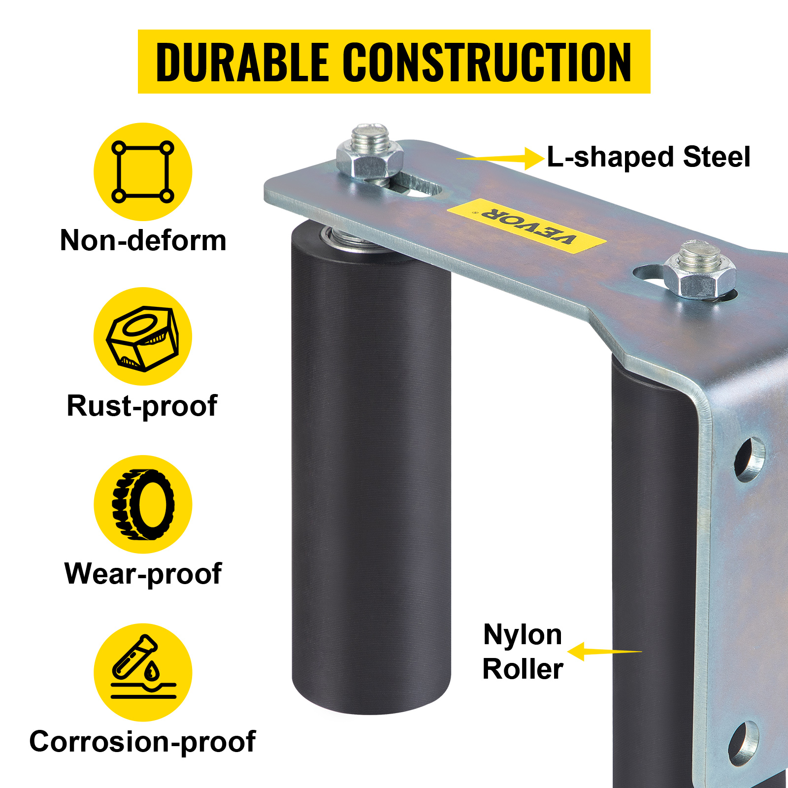VEVOR Gate Roller Guide 6" Sliding Gate Black Nylon Roller Coloring ...